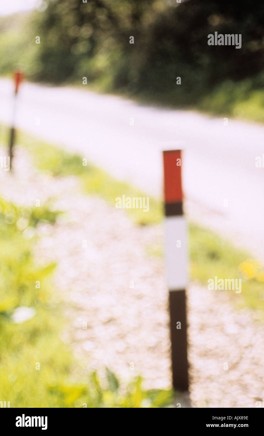 Roadside marker warning posts Stock Photo - Alamy
