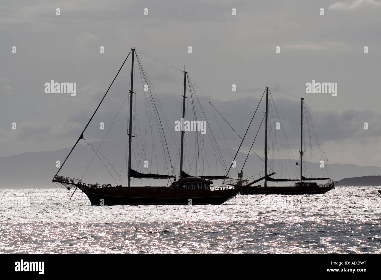 Sailing ships at anchor in Bodrum, Turkey Stock Photo - Alamy