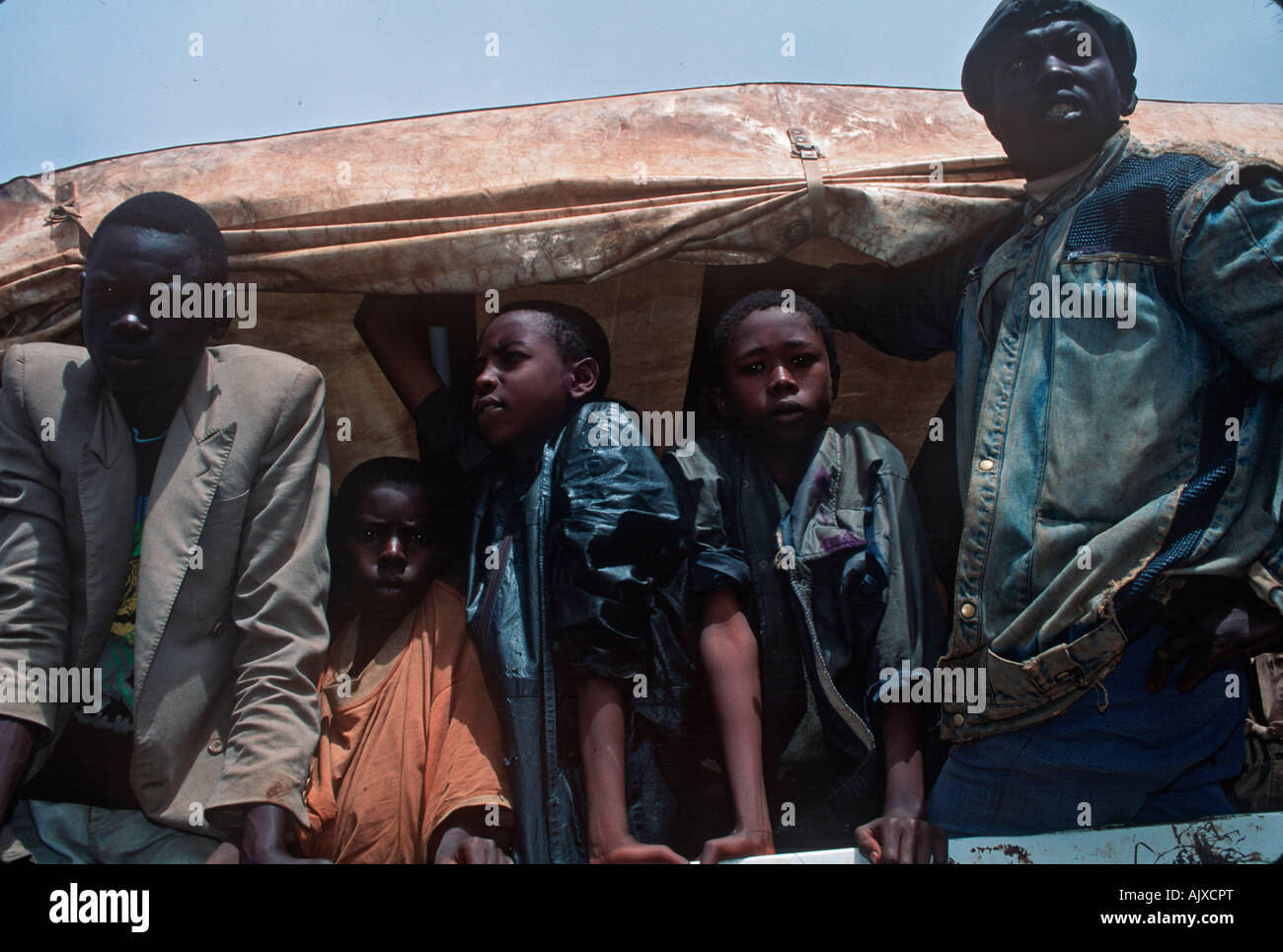 Rwandan Hutu refugees in Mugara Camp, who fled Tutsi attacks Stock ...
