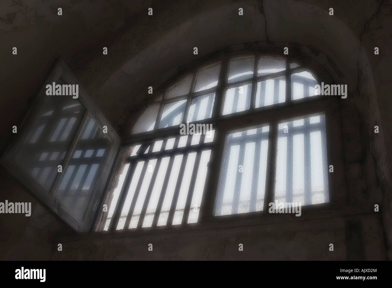 horizontal open window of prison cell Stock Photo - Alamy