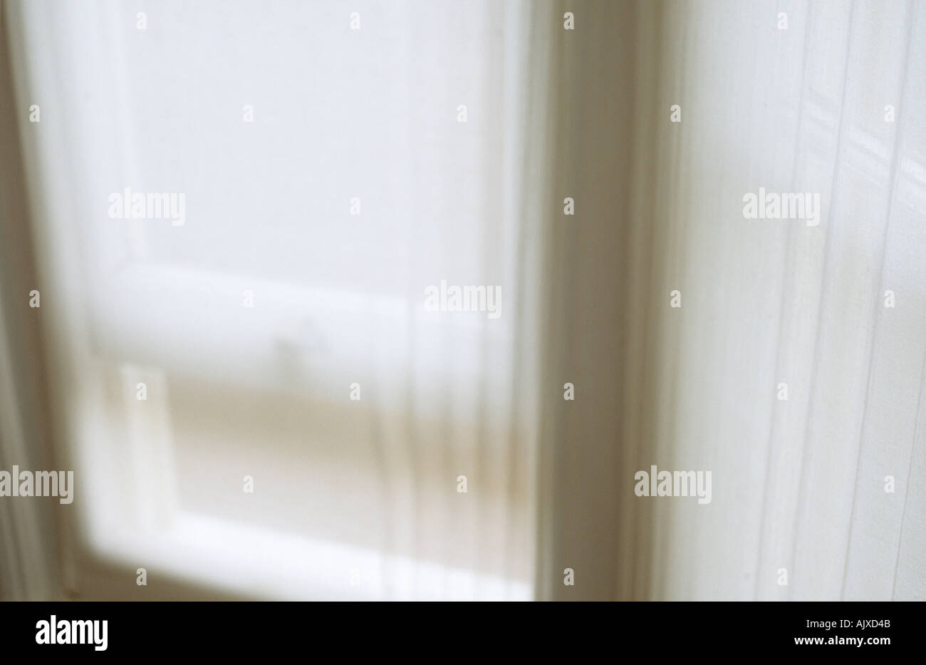 Net curtain in front of half opened sash window Stock Photo - Alamy