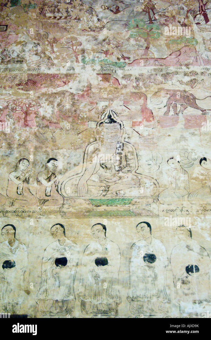 Wall paintings inside a pagoda in Bagan, Myanmar Stock Photo - Alamy