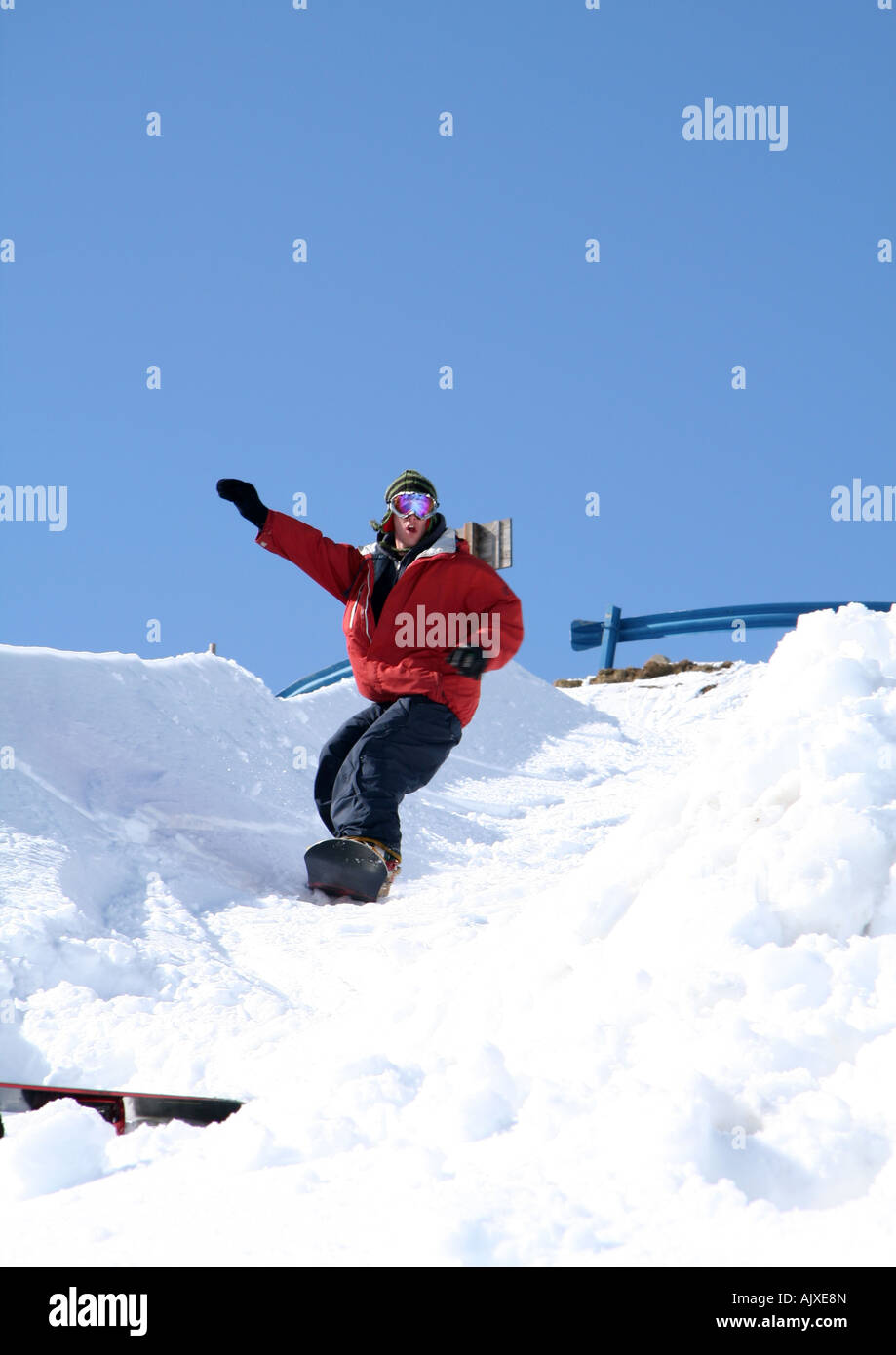 Snowboarding in the Austrian Alps Stock Photo - Alamy