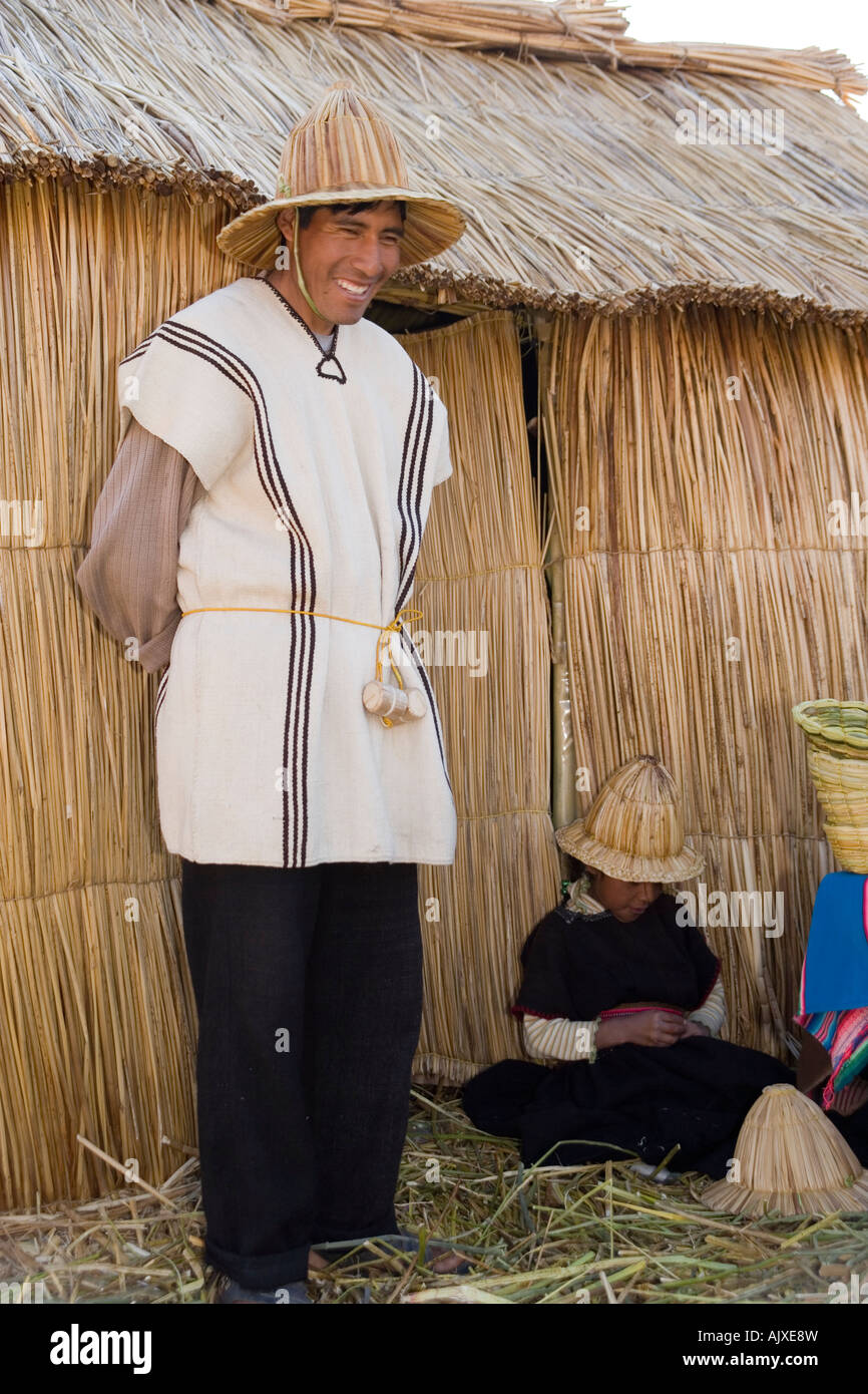 Uros Iruitos Indians living on Phuwa island a floating reed island on ...