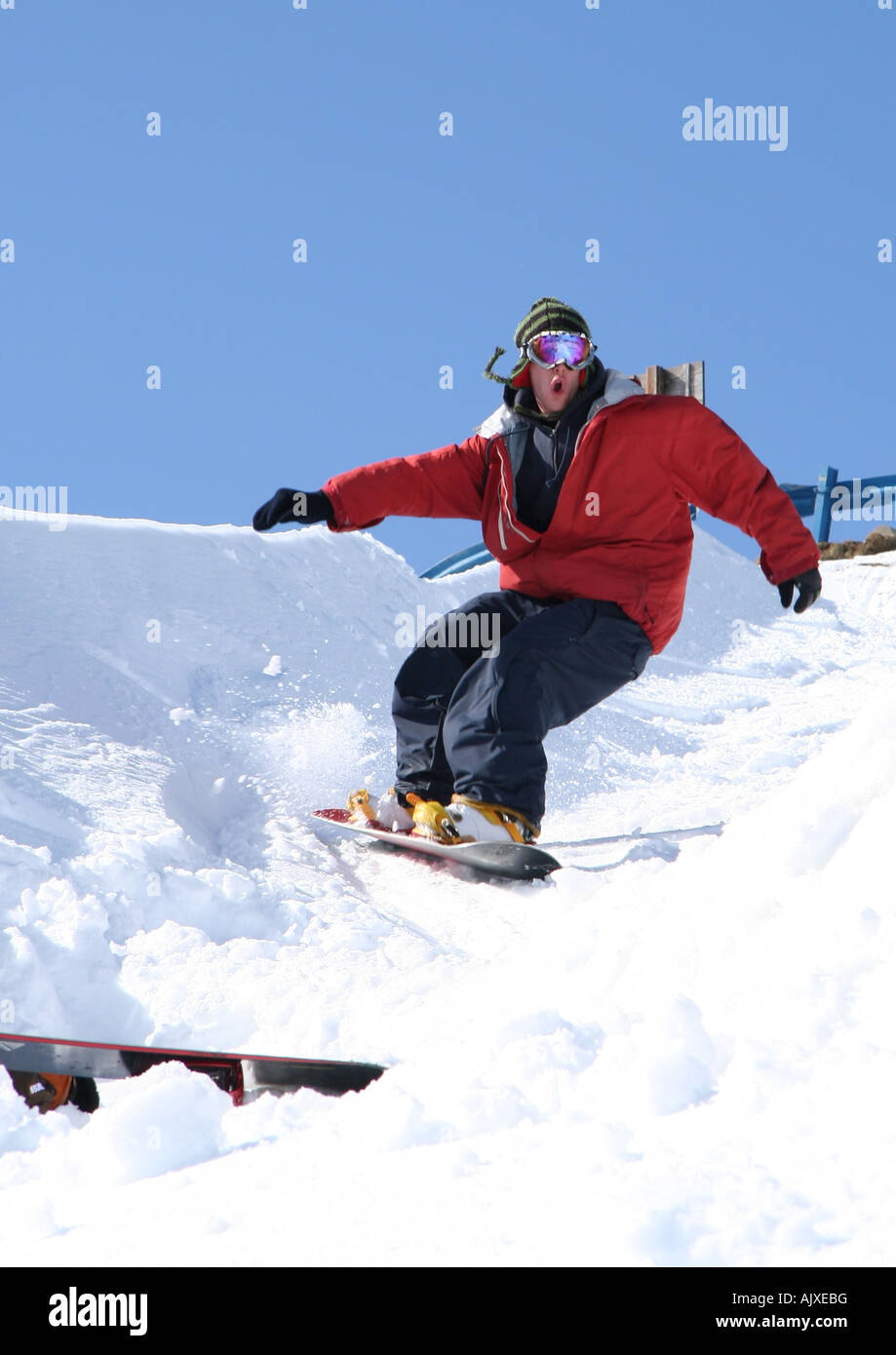 Snowboarding in the Austrian Alps Stock Photo - Alamy