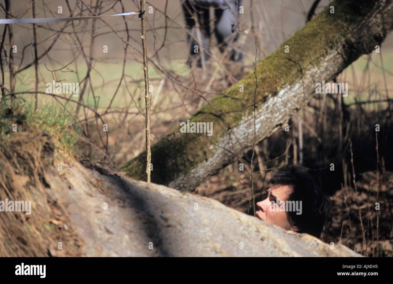 Measuring height of a stone Stock Photo - Alamy