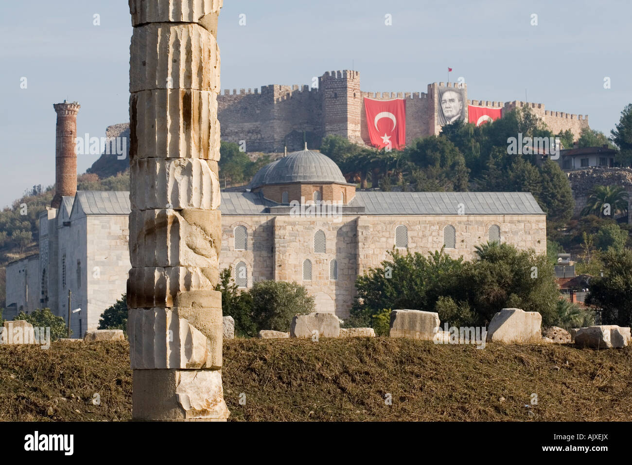 The Temple of Artemis at Selcuk in Turkey, with İsa Bey Mosque and ...