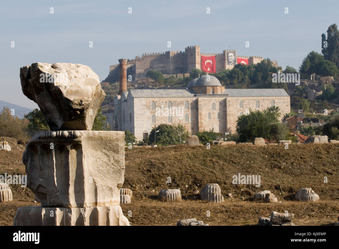 The Temple of Artemis at Selcuk in Turkey, with İsa Bey Mosque and ...