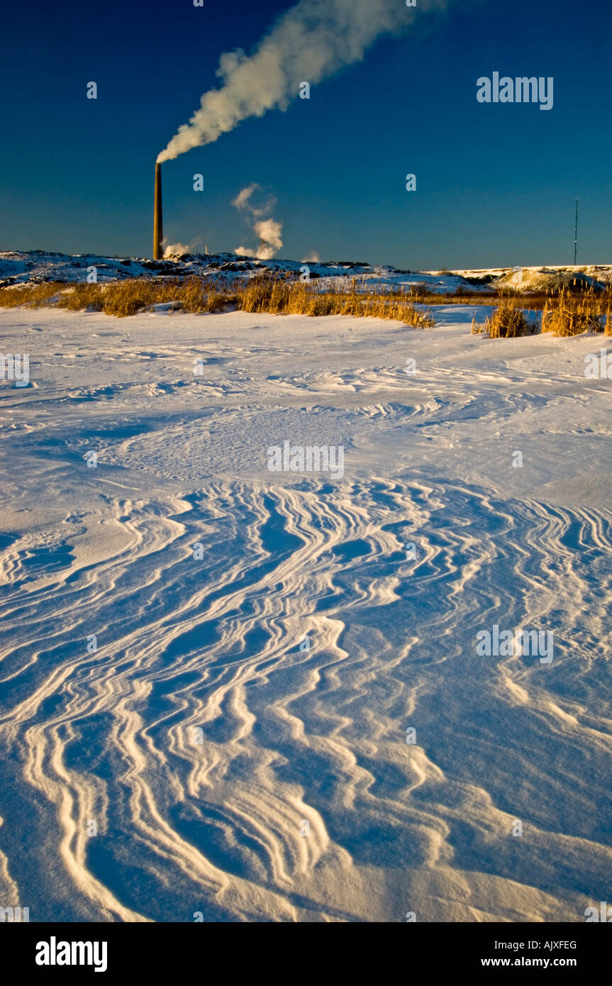 Vale Superstack in winter, with snow patterns on Kelly Lake, Greater ...