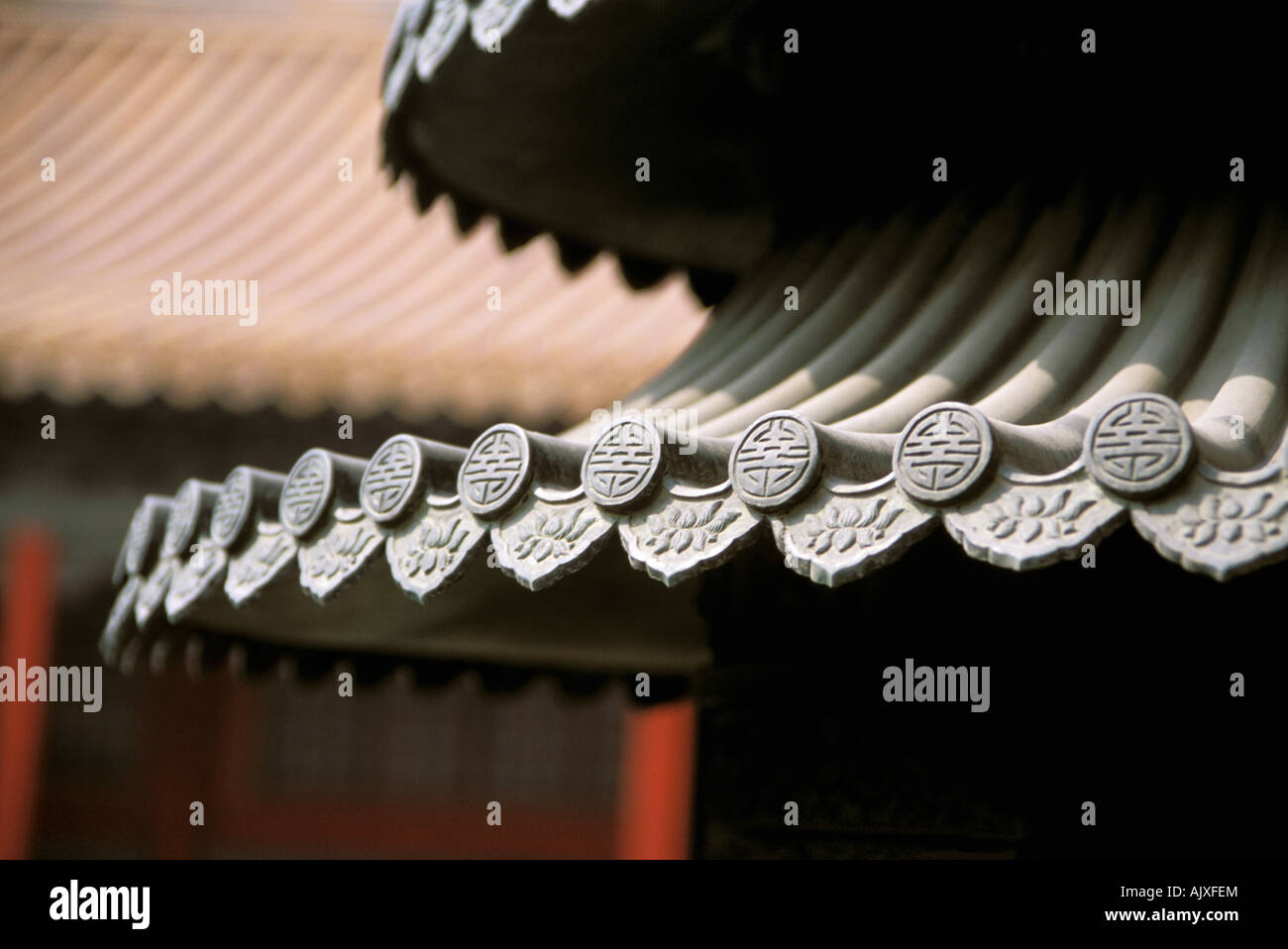 Asia, China, Beijing. Forbidden City, roof detail Stock Photo - Alamy