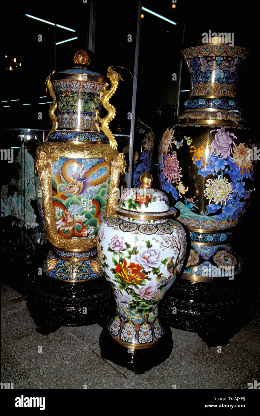 Asia, China, Beijing. Cloisonne Factory, furnished product, large ...