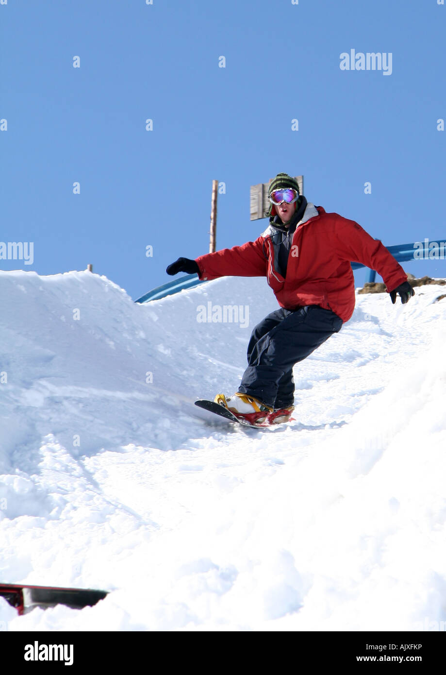 Snowboarding in the Austrian Alps Stock Photo - Alamy