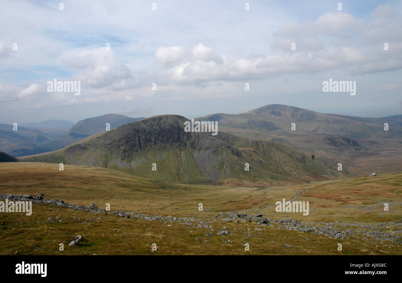 View of Snowdon from the Snowdon Mountain Railway Snowdonia North Wales ...