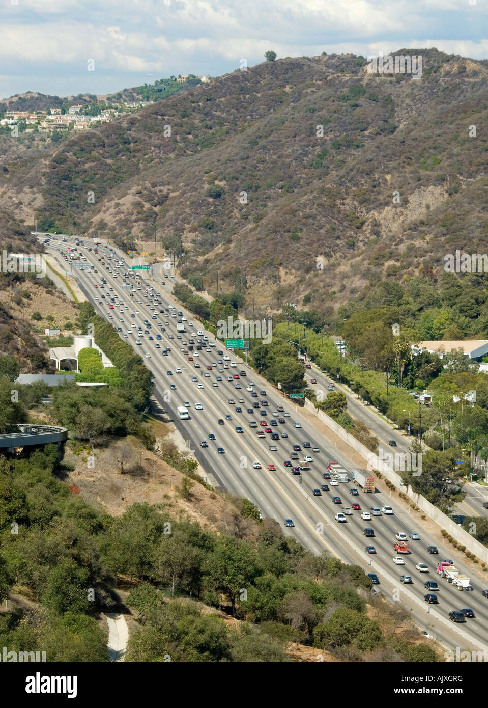 Sepulveda Pass, 405 Freeway, Los Angeles, CA daytime, looking north ...
