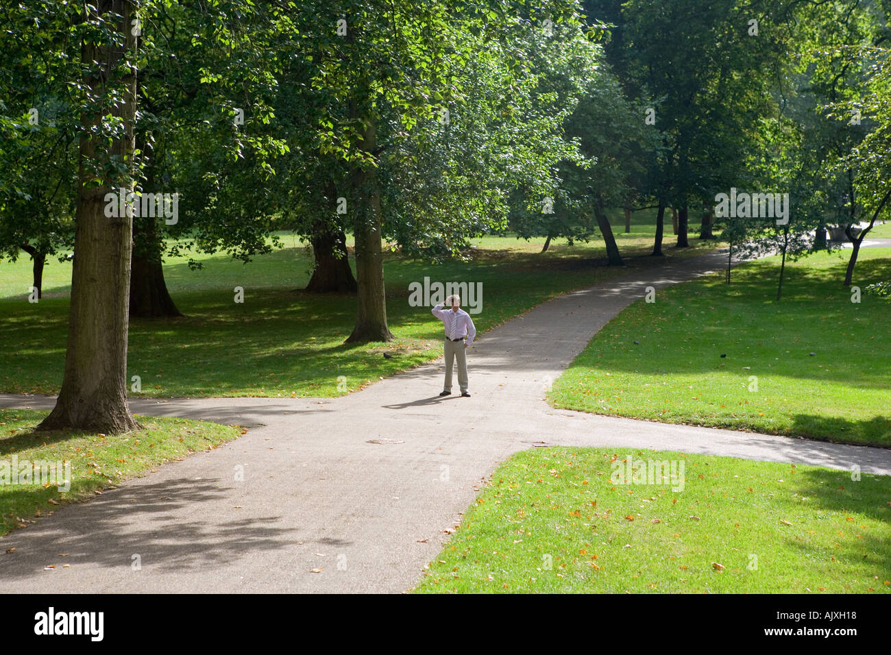 Business man deciding on which path to take Stock Photo - Alamy