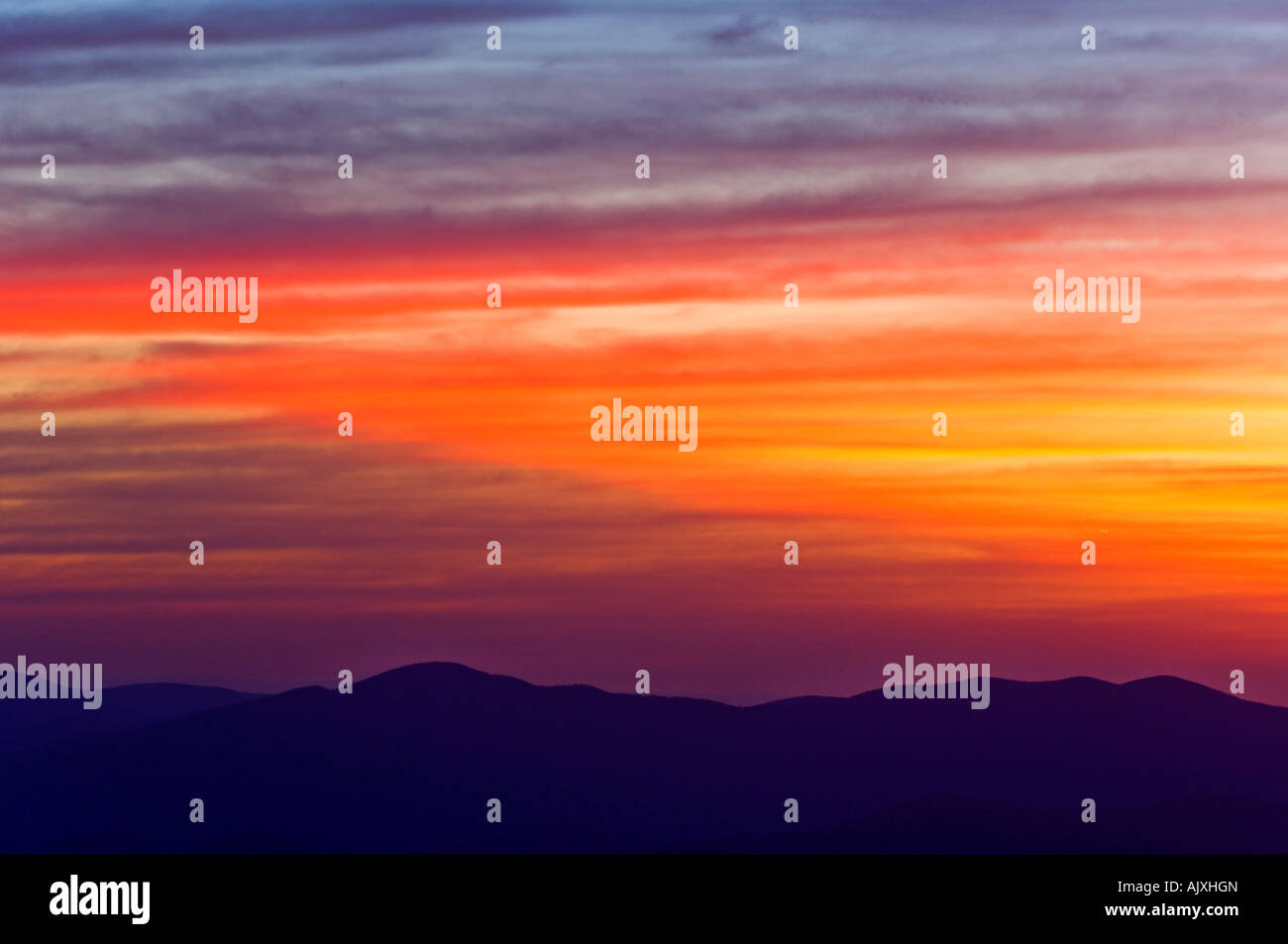 Sunset over North Carolina ridges from Clingman's Dome, Great Smoky ...