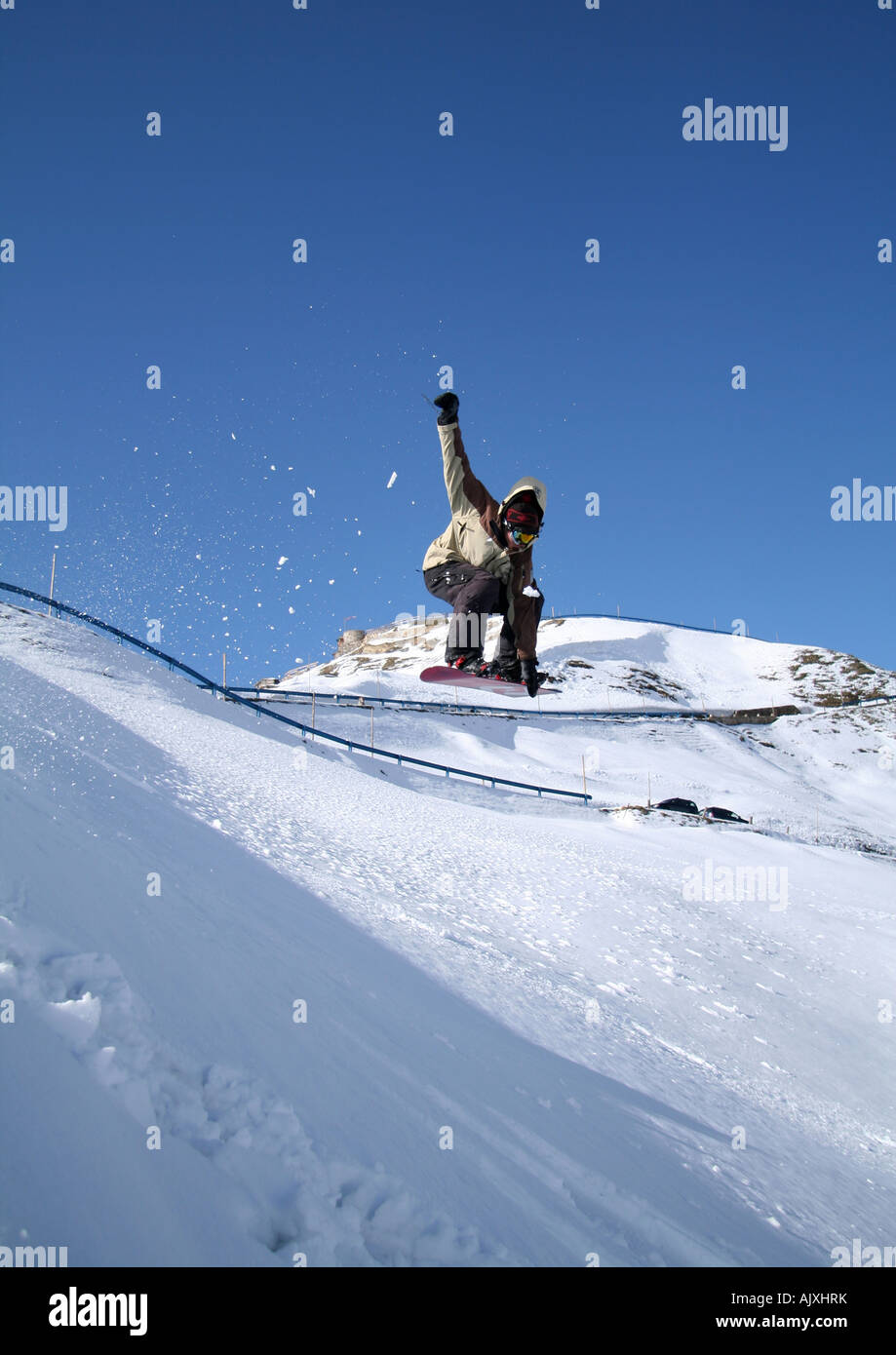Snowboarding in the Austrian Alps Stock Photo - Alamy