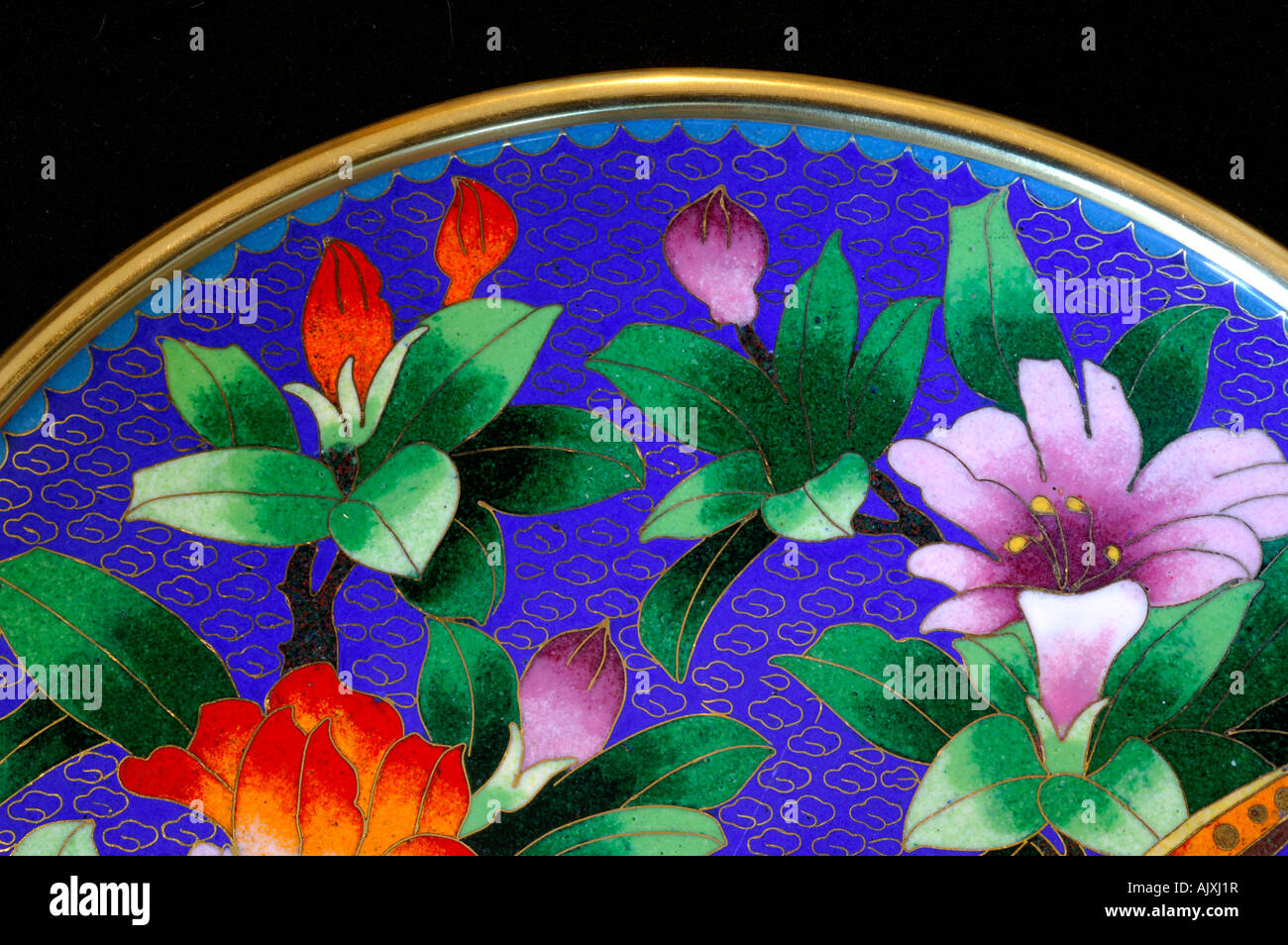 China. Chinese handicrafts. Cloisonne plate. Each cloisonne design is ...