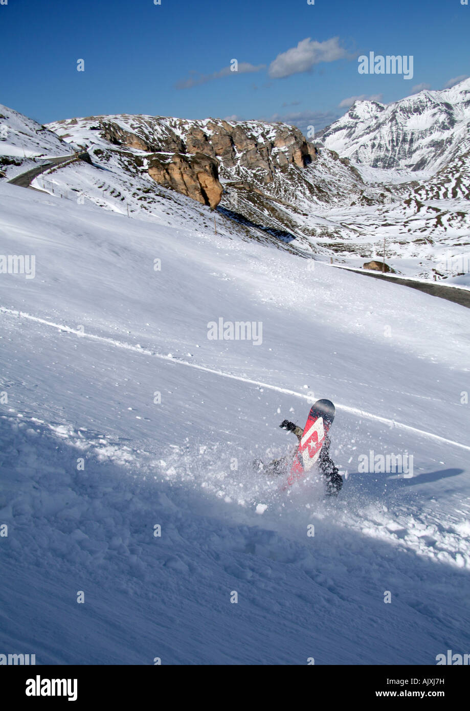 Snowboarding in the Austrian Alps Stock Photo - Alamy