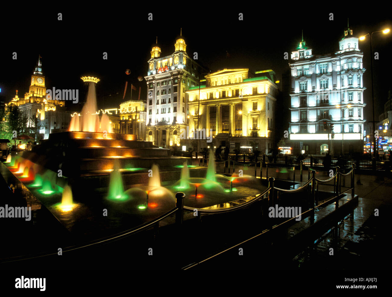 Asia, China, Shanghai. Illuminated waterfront Stock Photo - Alamy