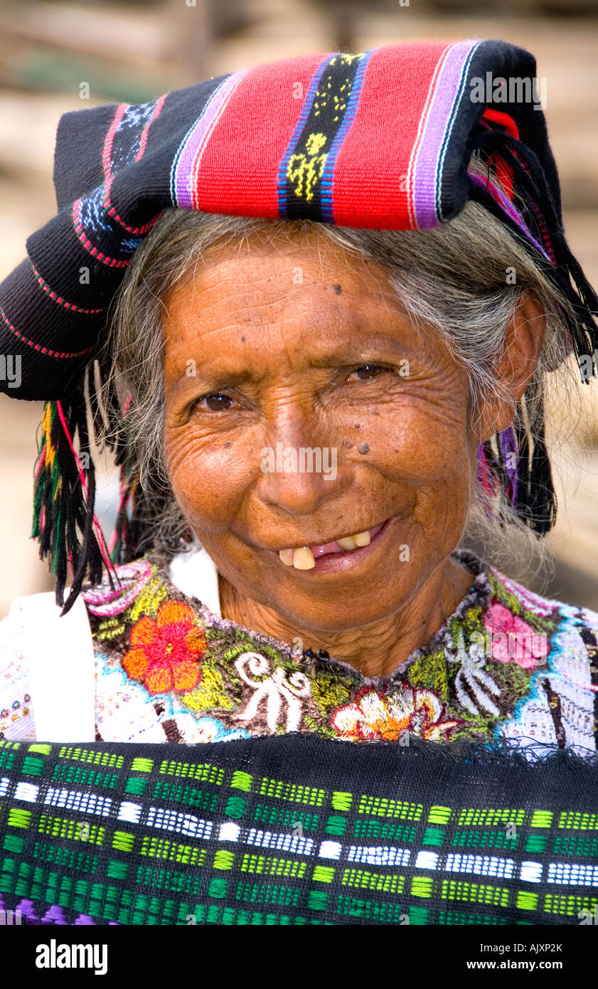 Local humble poor woman portrait with teeth in Lake Atitlan village of ...