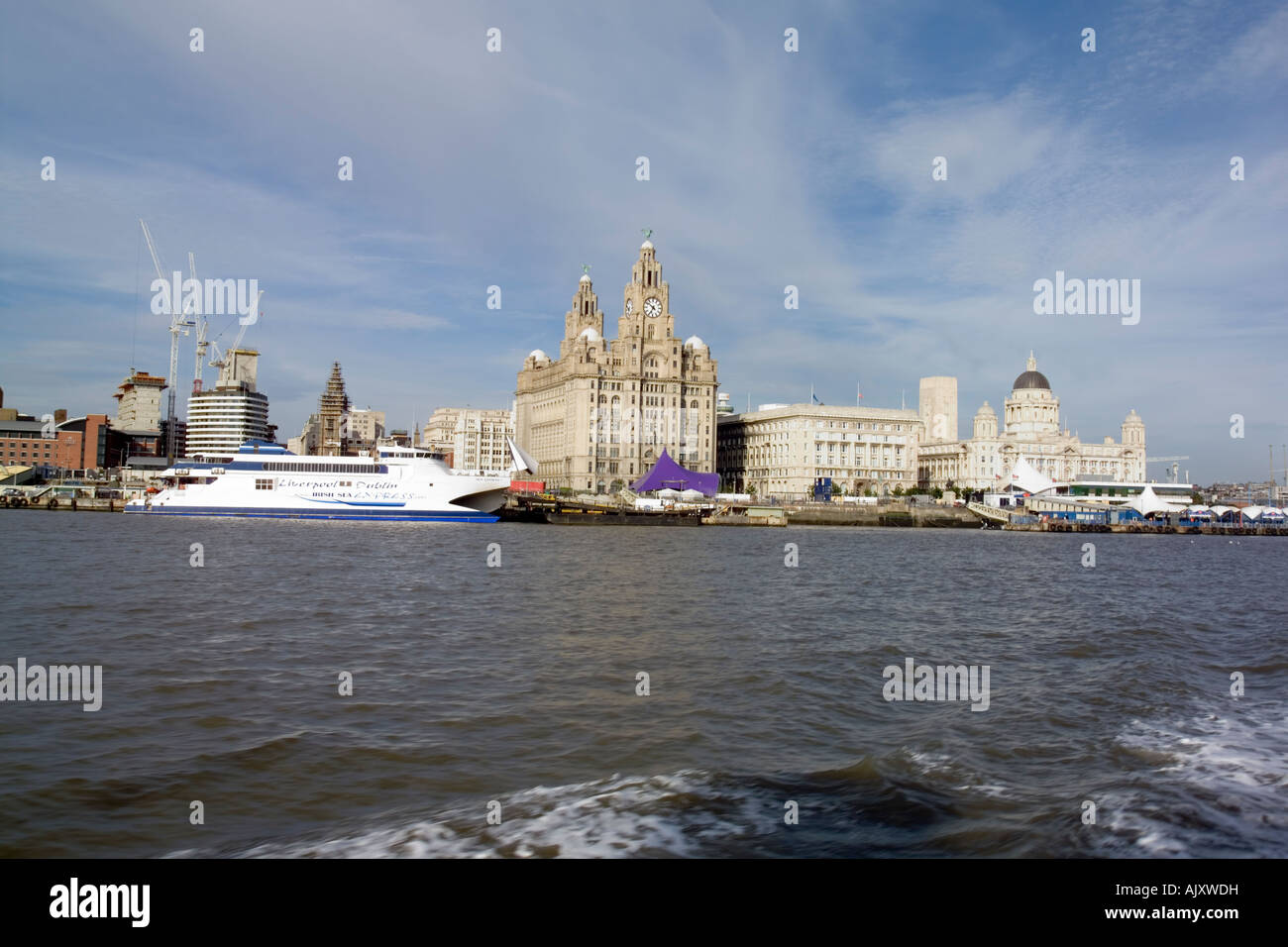 Liverpool Waterfront with "the Three Graces" and "Sea Express 1 ...
