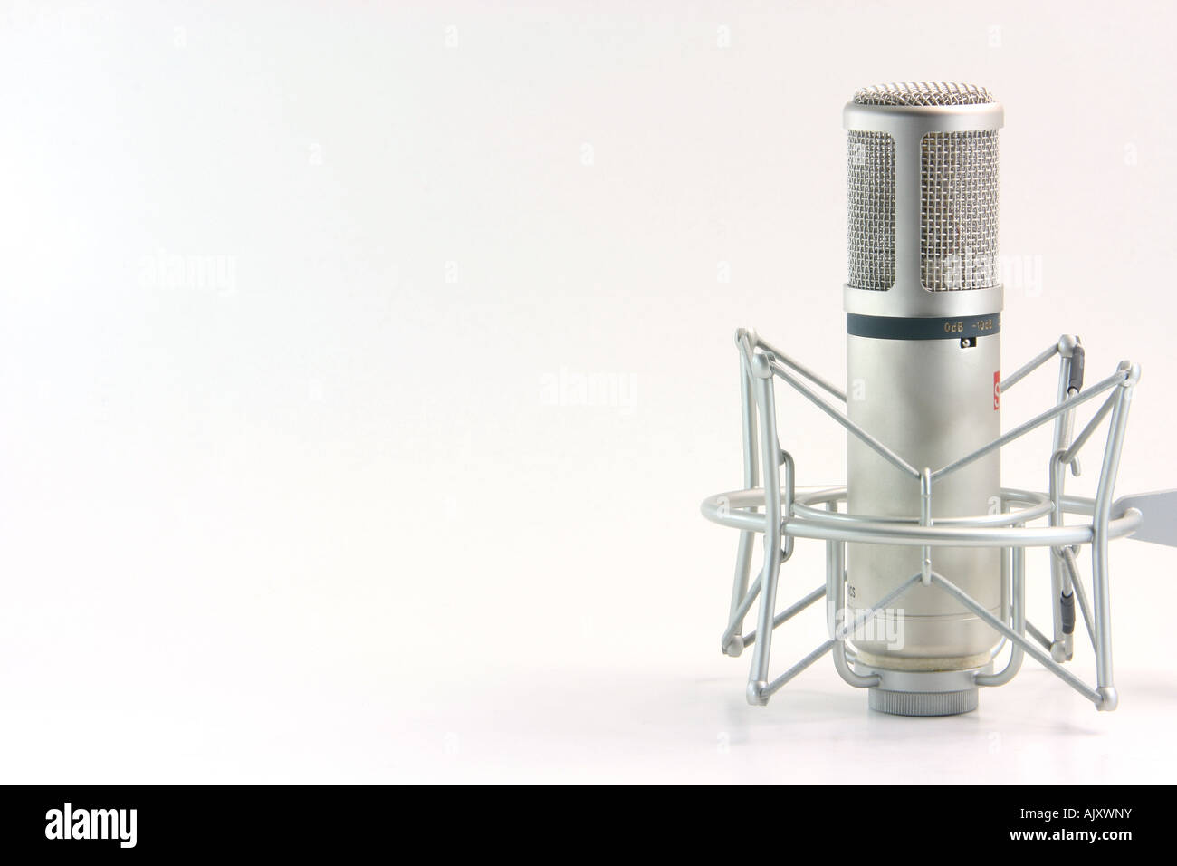 isolated recording microphone with blank space on the left side for ...