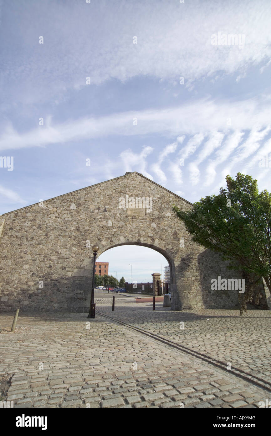 Stone arch built from stone from original 1855 warehouse Stock Photo ...