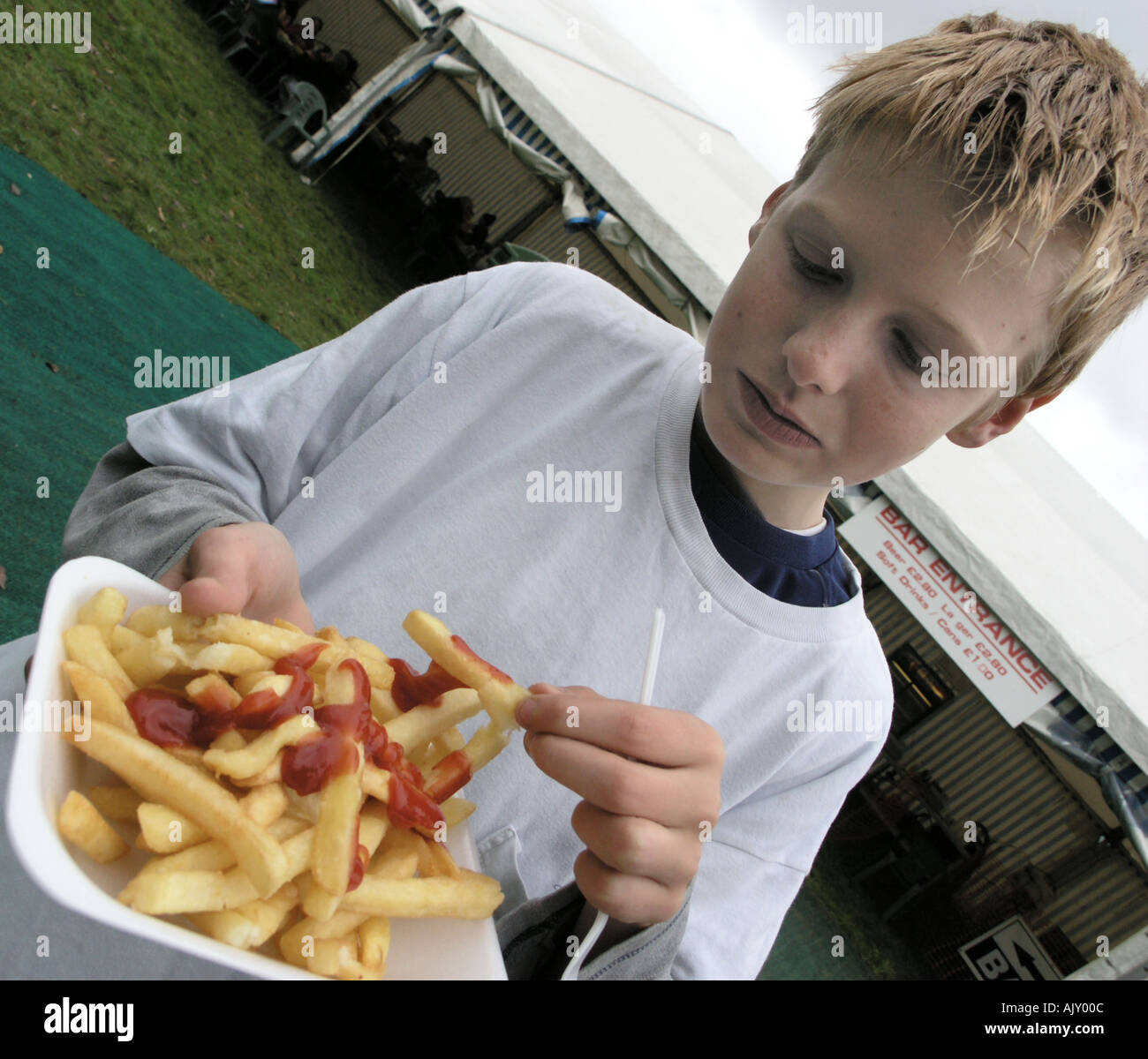 Boy chips ketchup hi-res stock photography and images - Alamy