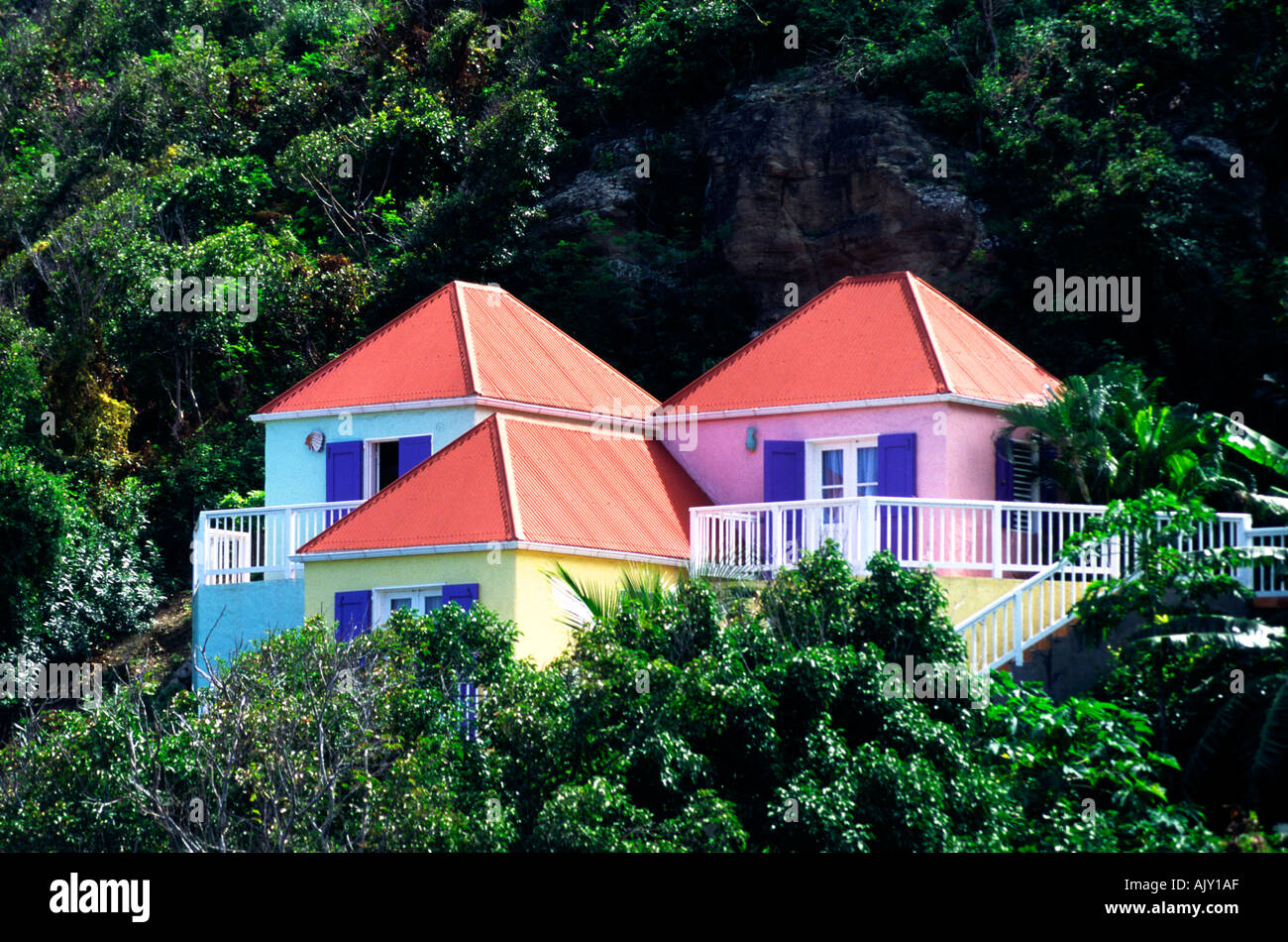 Caribbean architecture style St Barths FWI Stock Photo - Alamy
