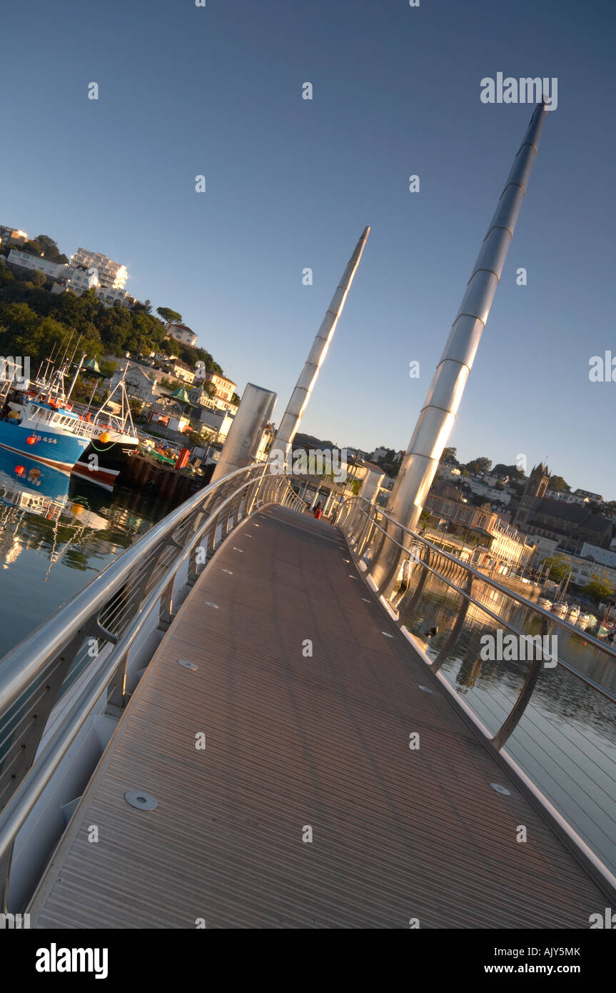 Torquay town harbour swing bridge on a summer morning Devon UK Stock ...