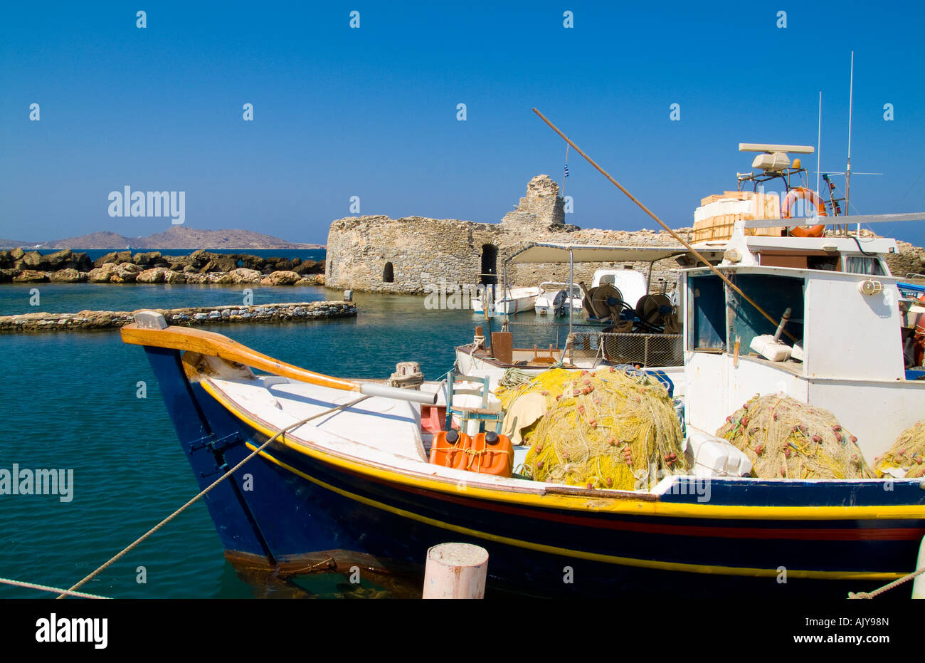 Beautiful island of Paros Greece in Greek Islands and beautiful harbour ...