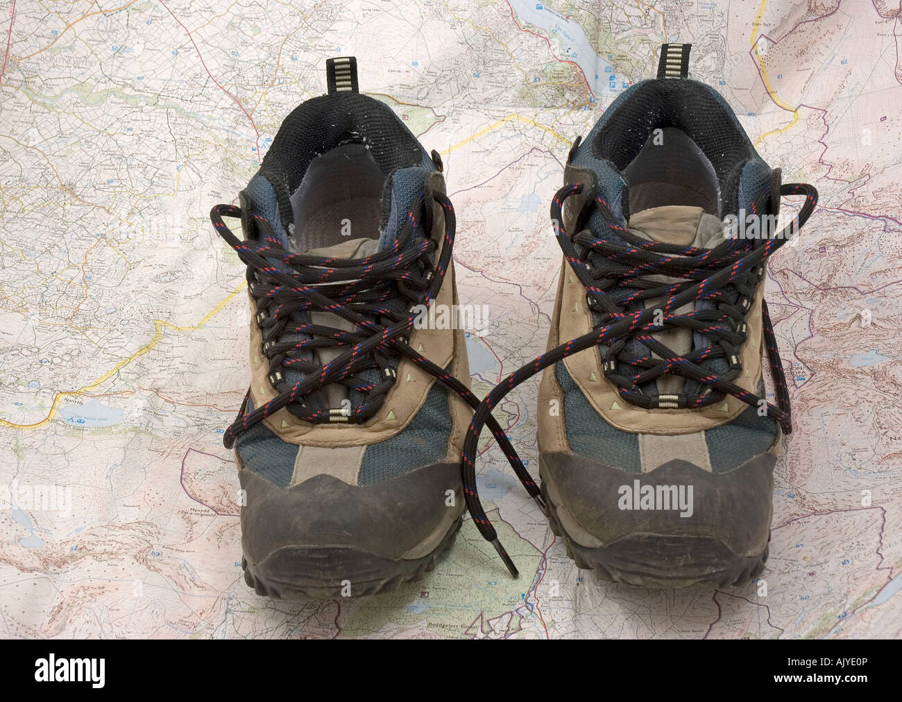 Walking Boots on an Ordnance Survey Map Stock Photo - Alamy