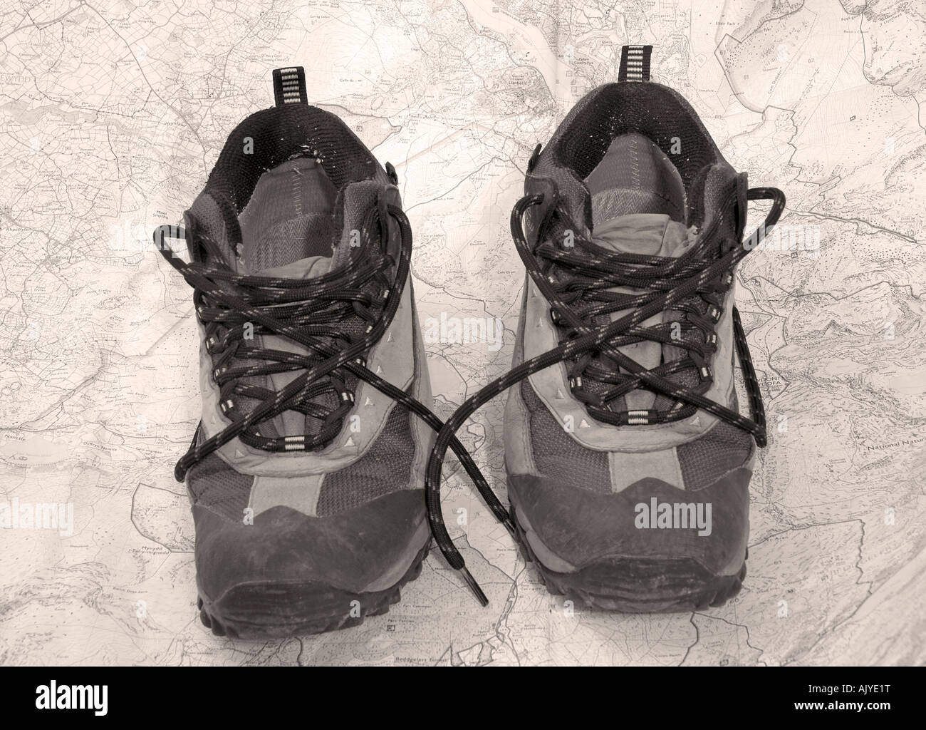 Walking Boots on an Ordnance Survey Map Stock Photo - Alamy