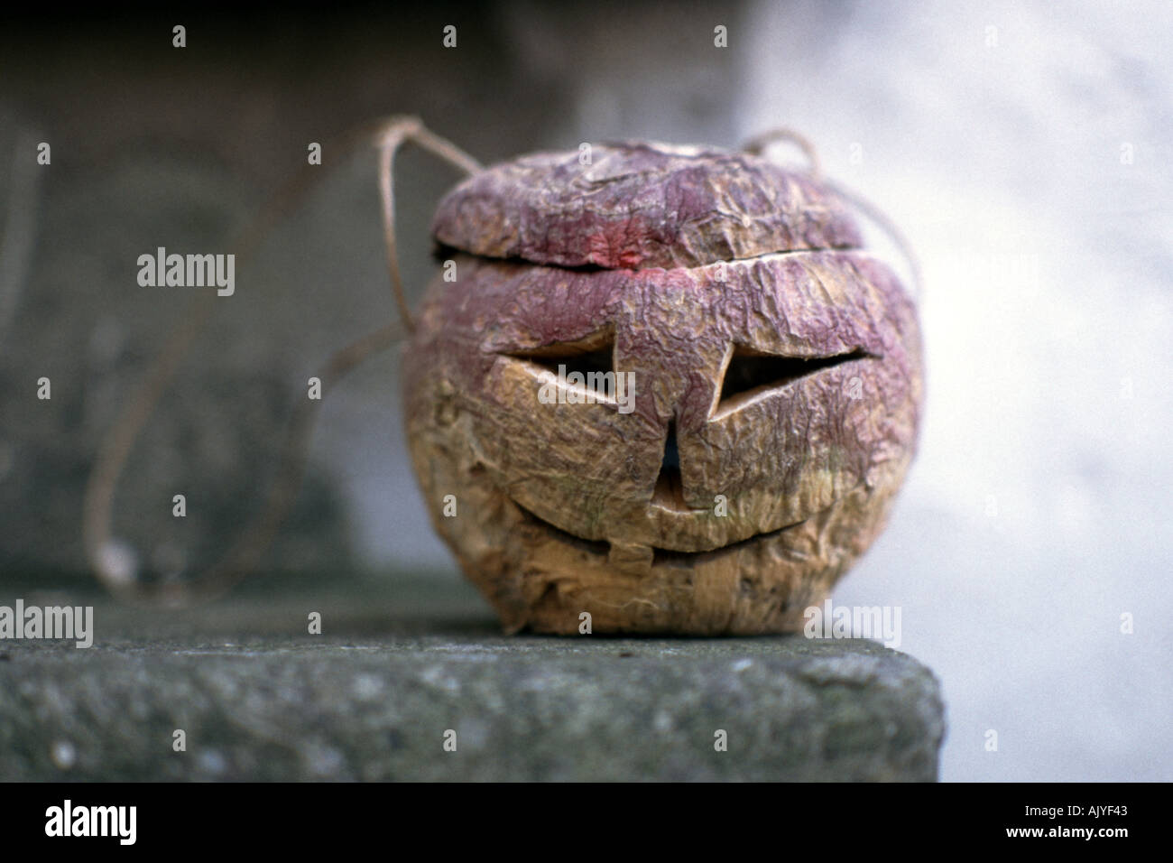 Halloween turnip lantern on a doorstep Stock Photo - Alamy