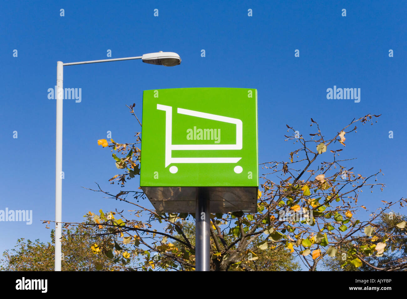 Waitrose supermarket trolley sign Stock Photo - Alamy
