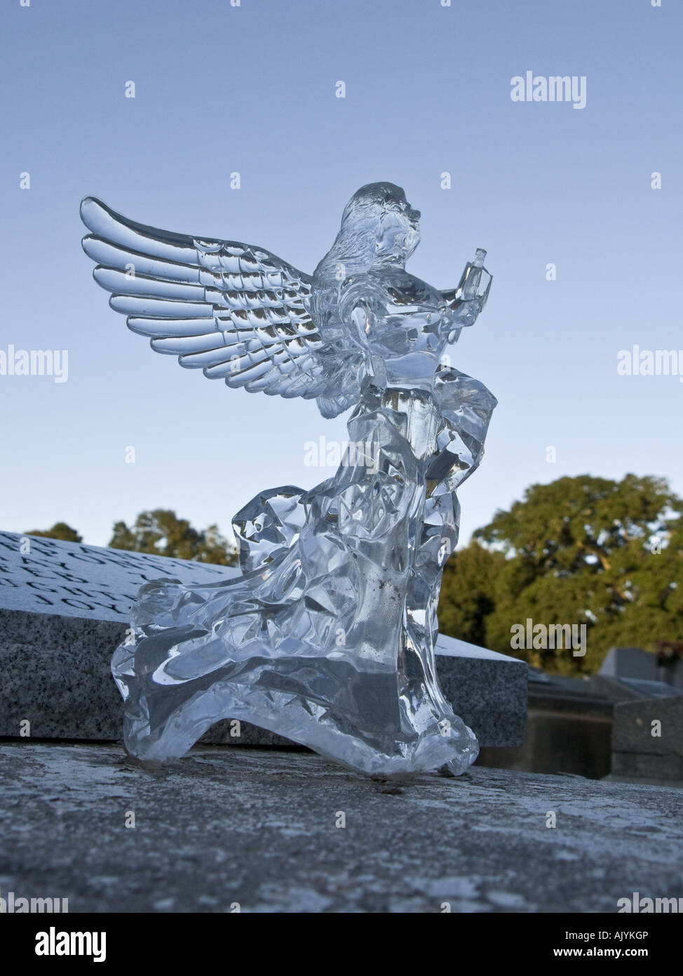 Glass angel on tomb Stock Photo - Alamy