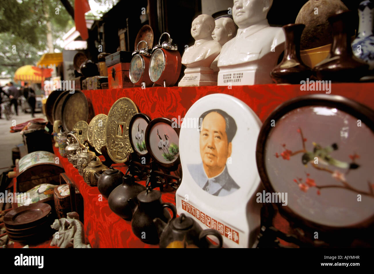Asia, China, Beijing. Liulichagn antique street, Mao Zedong Memorabilia ...