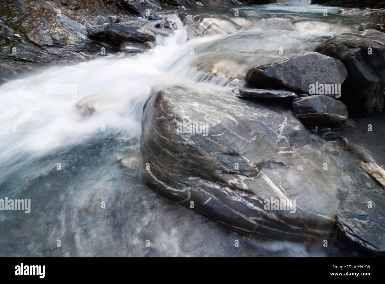 Floating water in a brook in the swiss alps Stock Photo - Alamy