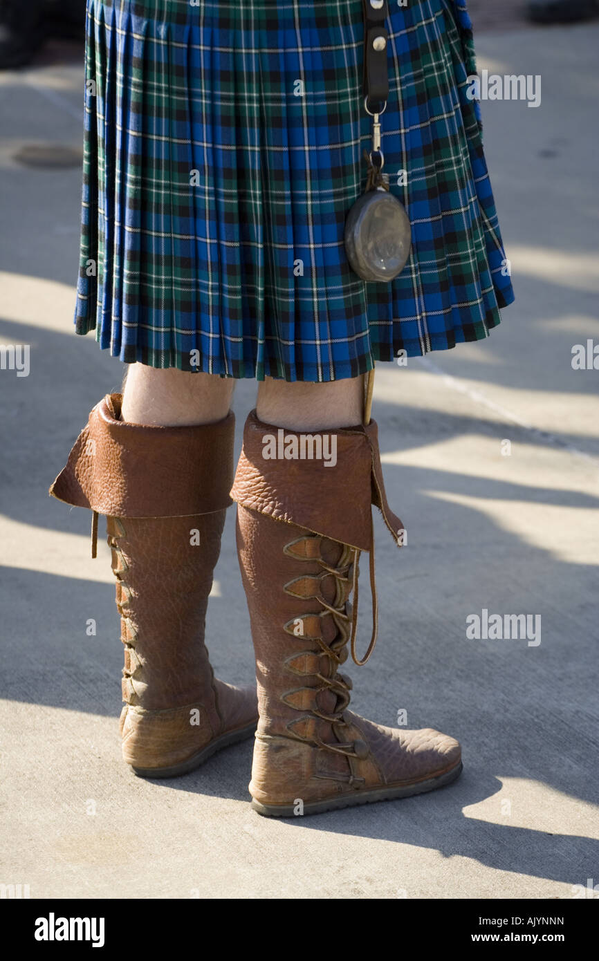 Plaid kilts worn by Celtic heritage societies in America Stock Photo ...