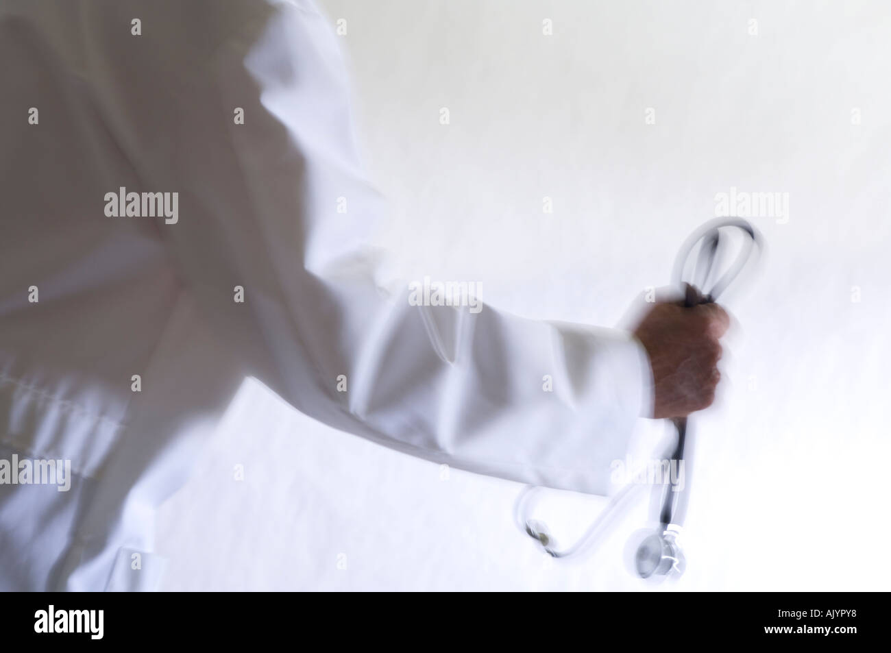 abstract view of medical doctor with stethoscope on emergency call ...