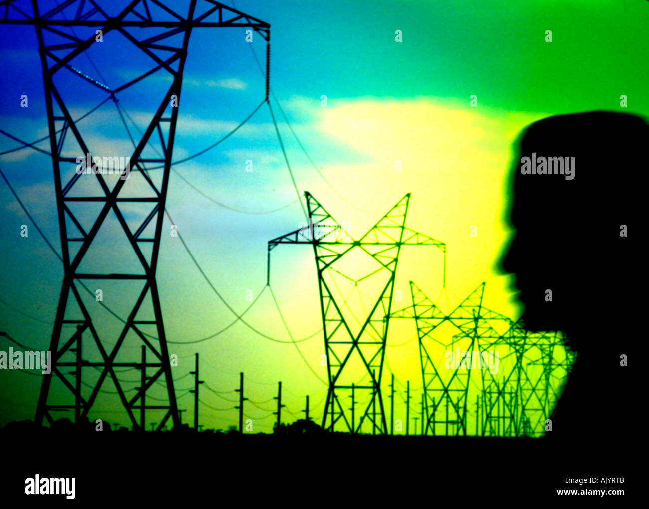 technician checking high voltage transmission power lines in Florida ...