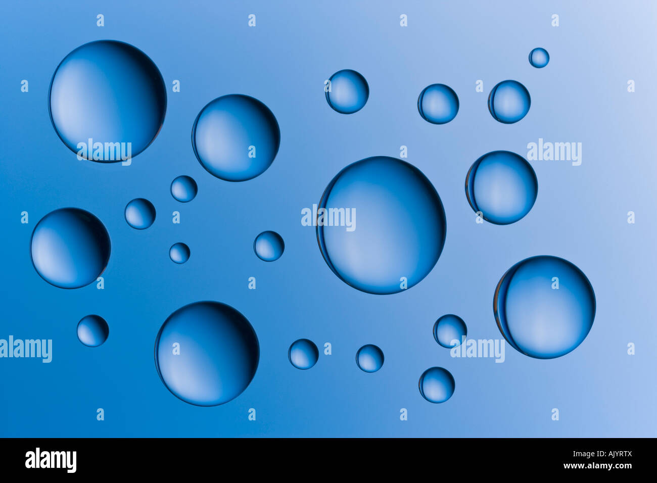Drops of water. Random drops of water on a blue background Stock Photo ...
