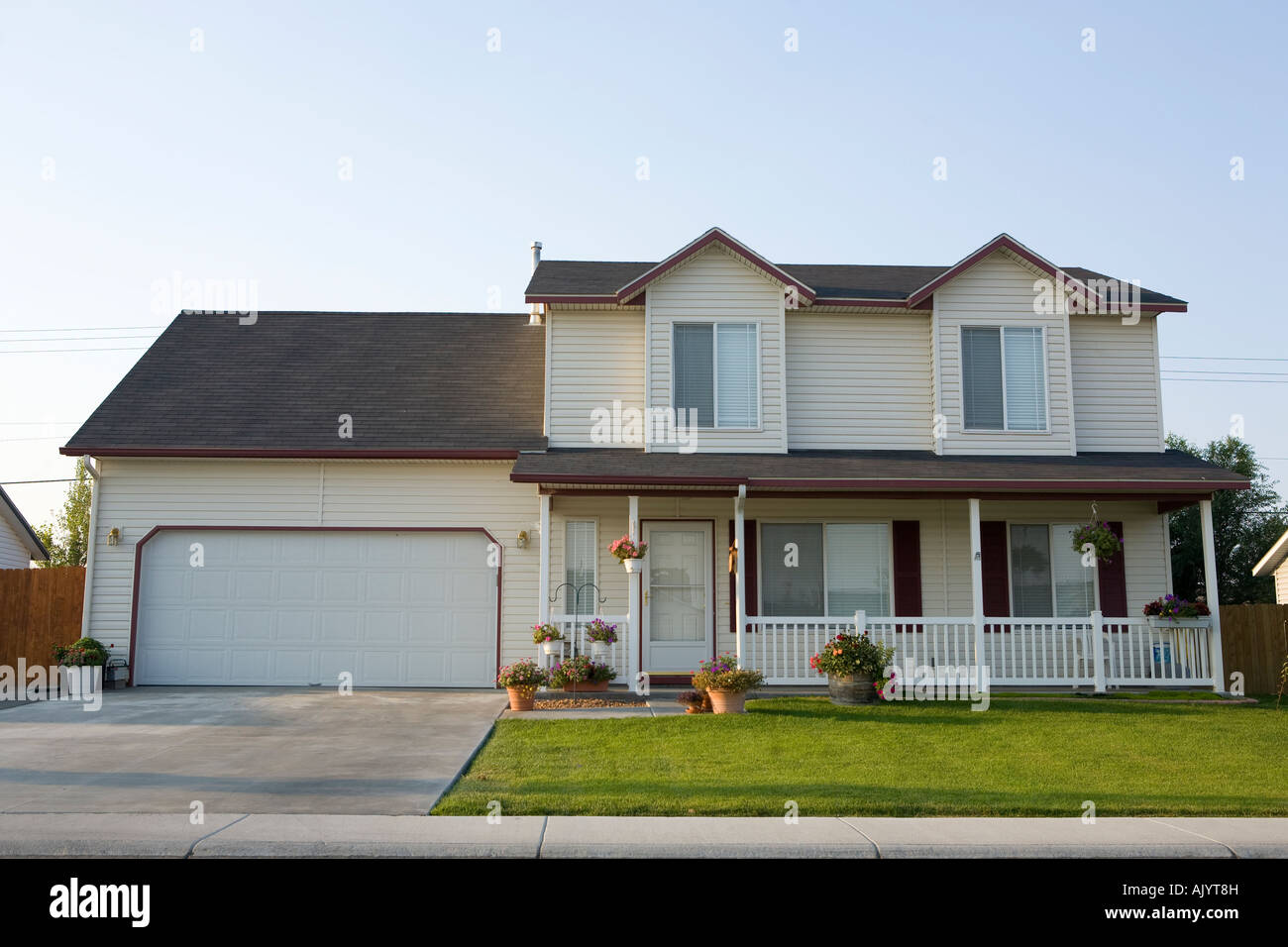 Large modern country home in the summertime Stock Photo - Alamy