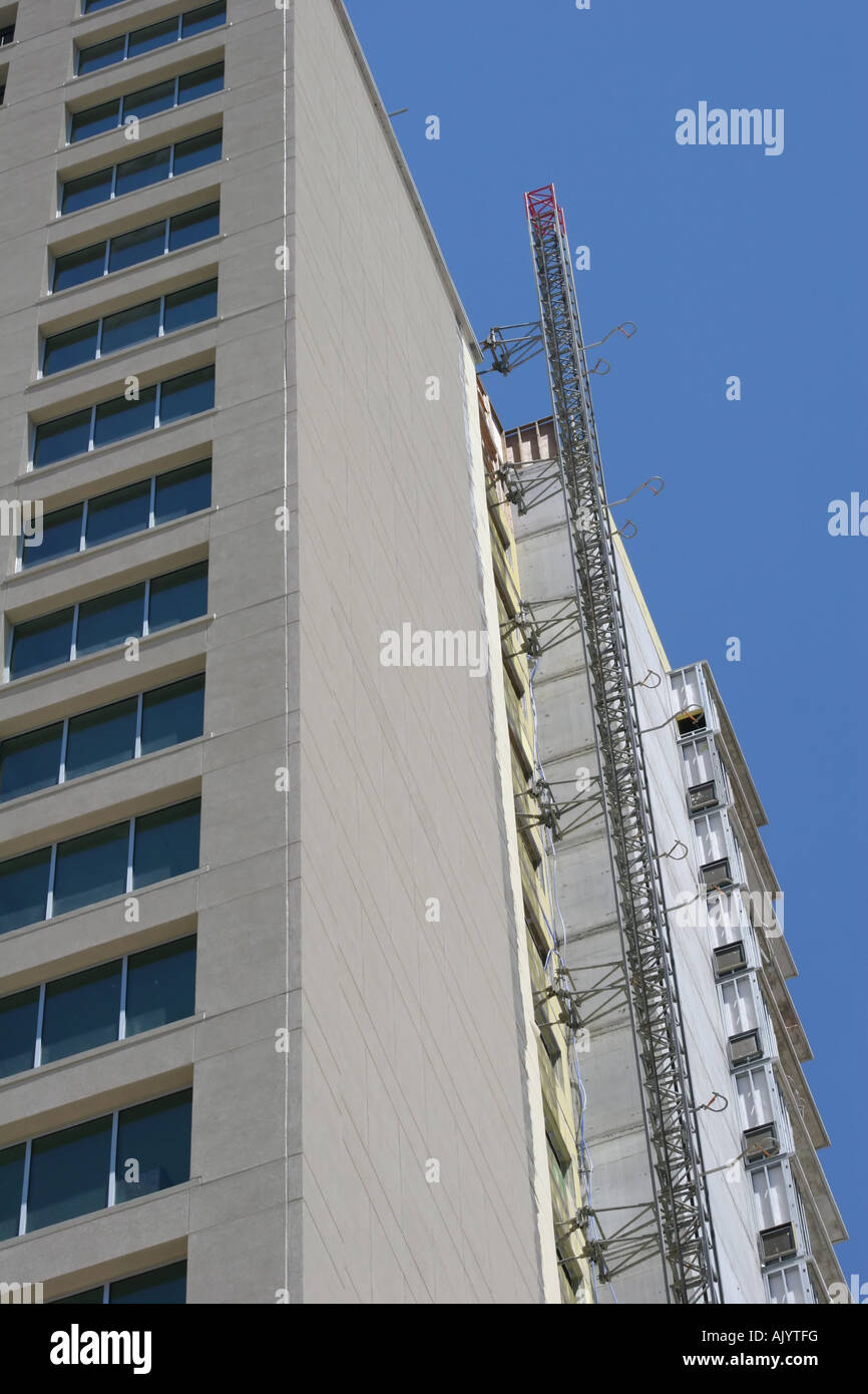Concrete construction tower with elevator Stock Photo - Alamy