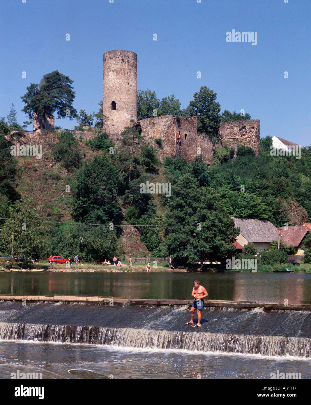 Ruins of castle / Dobronice u Bechyne Stock Photo - Alamy