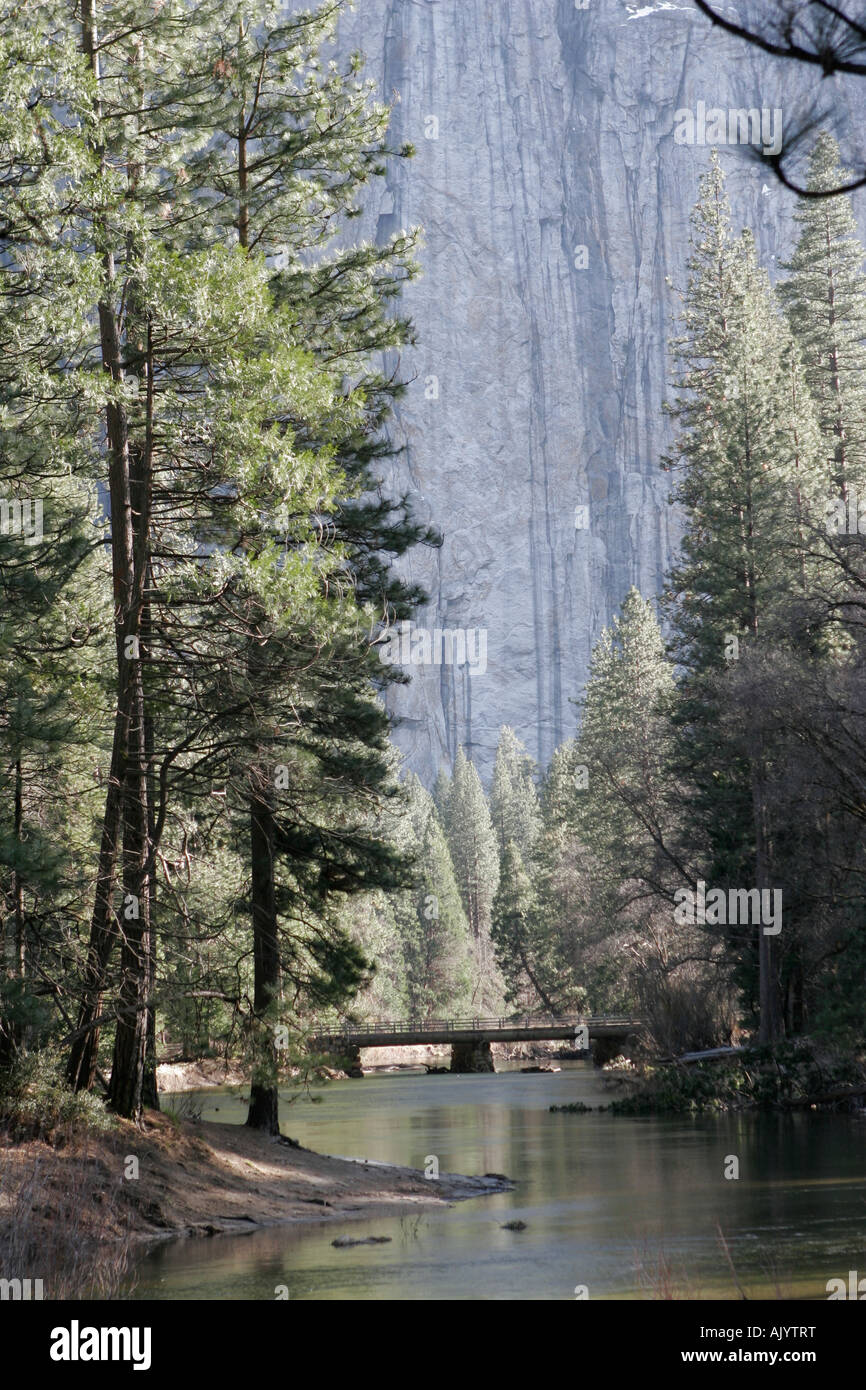 river running through Yosemite Park bridge Stock Photo - Alamy