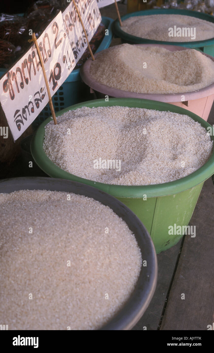 Rice for sale on a market stall in Pai, Thailand Stock Photo - Alamy