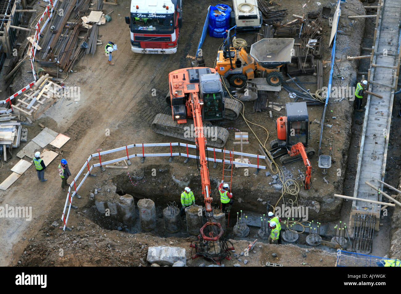 foundation construction new hi-rise office building ilford essex london ...