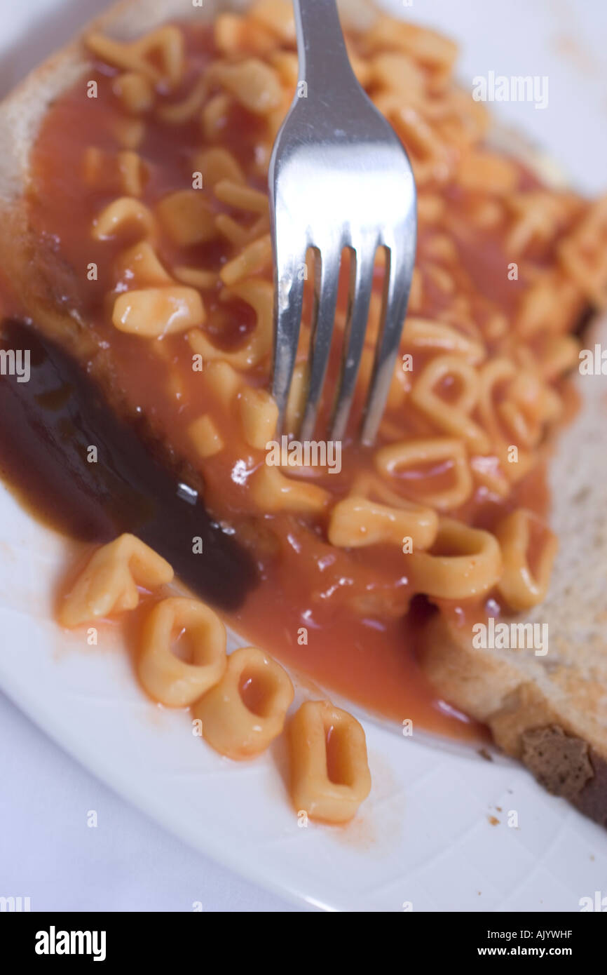 Pasta spaghetti on toast with word food created out of pasta Stock ...